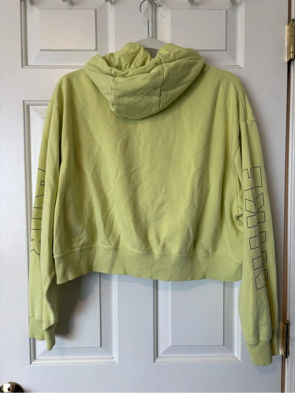Nike | Tops | Nike Light Lime Cropped Hoodie With Black Logo | Poshmark